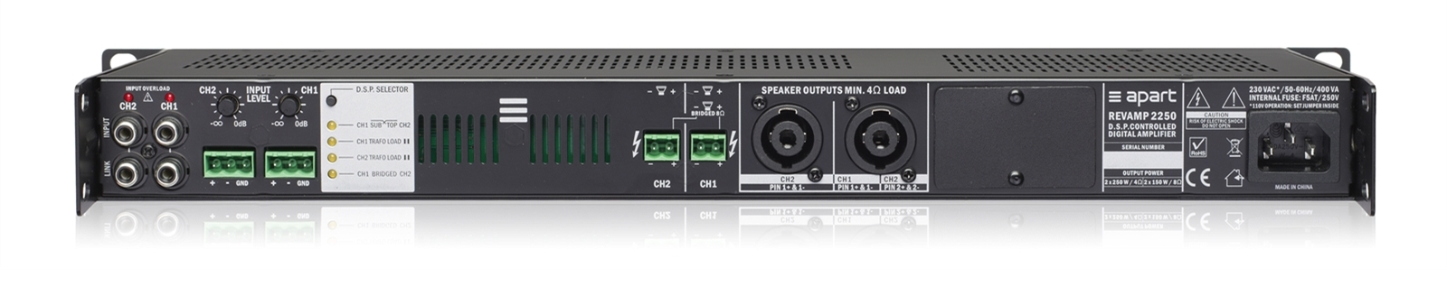 Biamp REVAMP2250 – 2 kanálový zosilňovač 2 x 250 W @ 4 Ω | Proeling s.r.o.