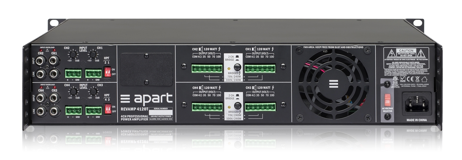 Biamp REVAMP4120T – 4 kanálový zosilňovač 4x120W@4Ω/100V | Proeling s.r.o.