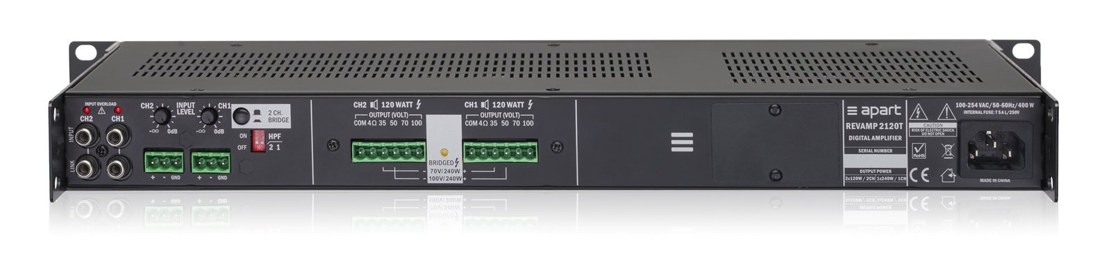 Biamp REVAMP2120T – 2 kanálový zosilňovač 2 x 120W @ 100V | Proeling s.r.o.